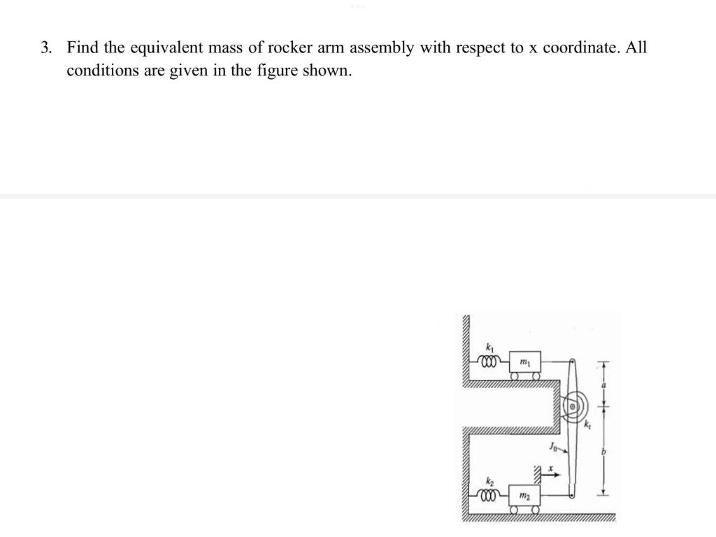Solved 3. Find the equivalent mass of rocker arm assembly | Chegg.com