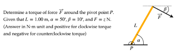 Solved F Determine a torque of force F around the pivot | Chegg.com