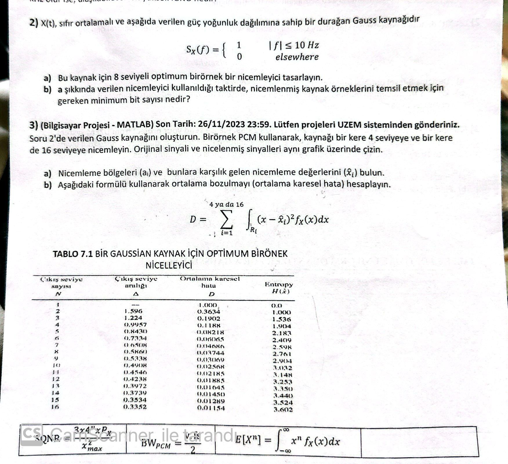 2) ﻿x(t) ﻿is a stationary Gaussian source with zero | Chegg.com