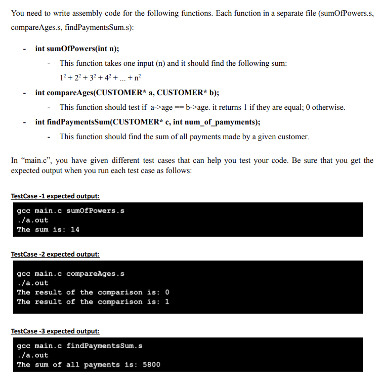 Solved You need to write assembly code for the following | Chegg.com