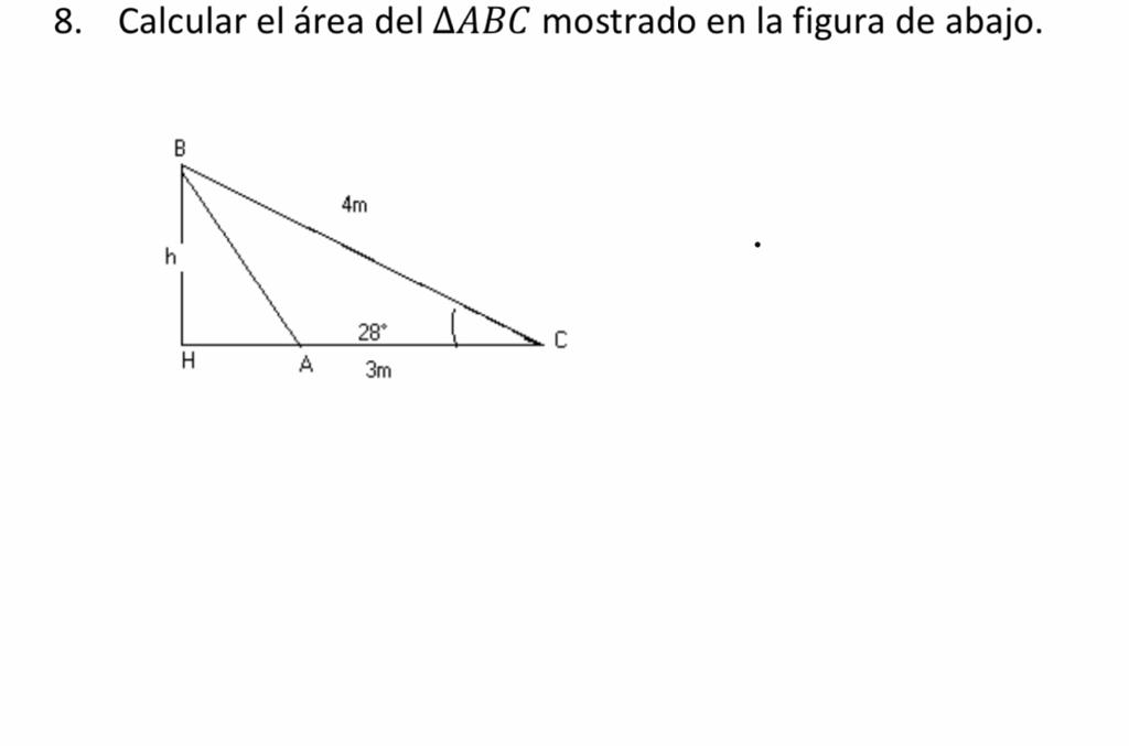 Solved Calculate the area of triangle ABC shown in the | Chegg.com