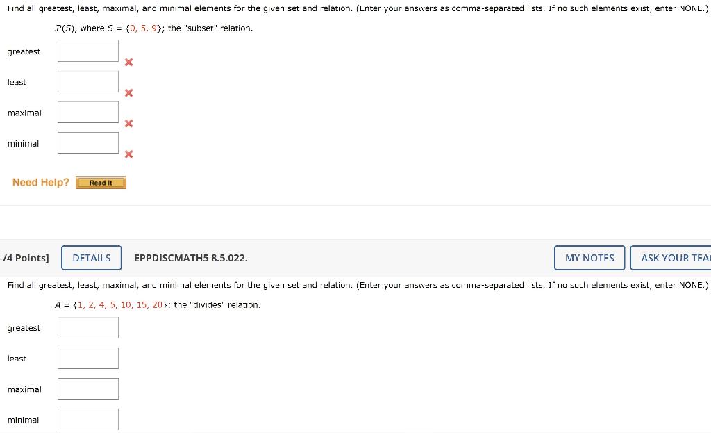 Solved Find all greatest, least, maximal, and minimal | Chegg.com