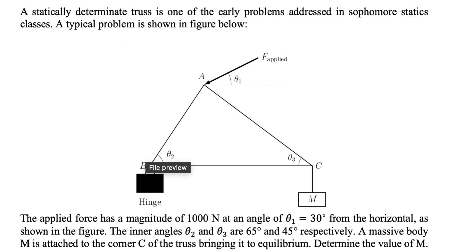 Solved A statically determinate truss is one of the early | Chegg.com