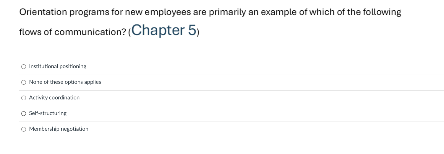 Solved Orientation programs for new employees are primarily | Chegg.com