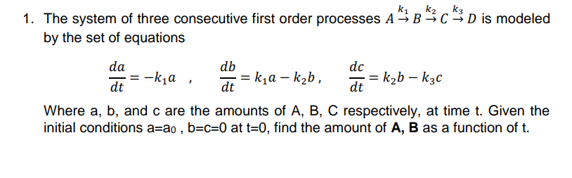 Solved The system of three consecutive first order processes | Chegg.com