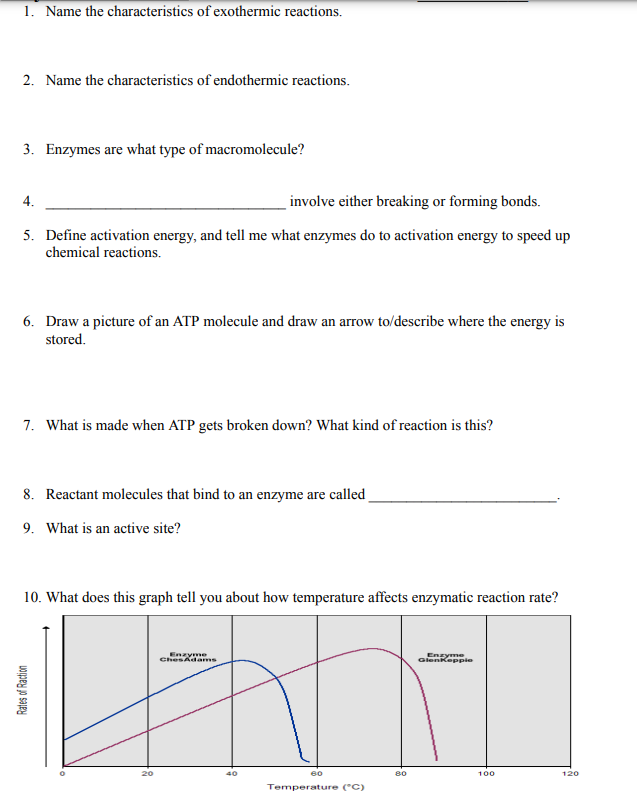 Solved 1. Name the characteristics of exothermic reactions. | Chegg.com