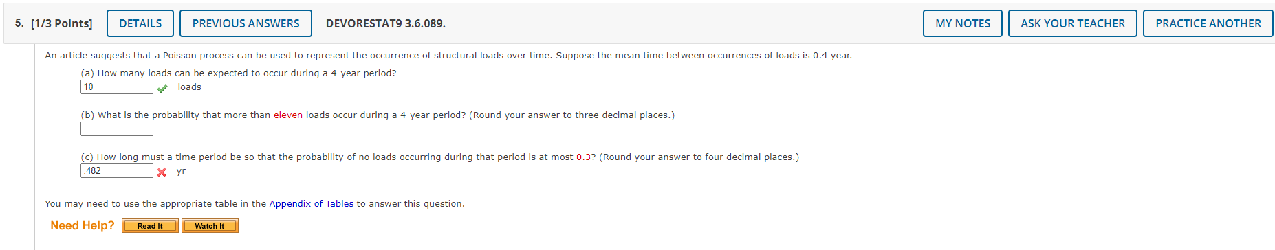 Solved 5. [1/3 Points] DETAILS PREVIOUS ANSWERS DEVORESTAT9 | Chegg.com