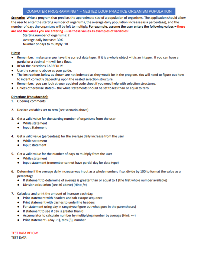 Solved COMPUTER PROGRAMMING 1 - NESTED LOOP PRACTICE | Chegg.com