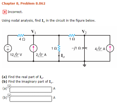Solved Chapter 8, Problem 8.062 X Incorrect. Using nodal | Chegg.com