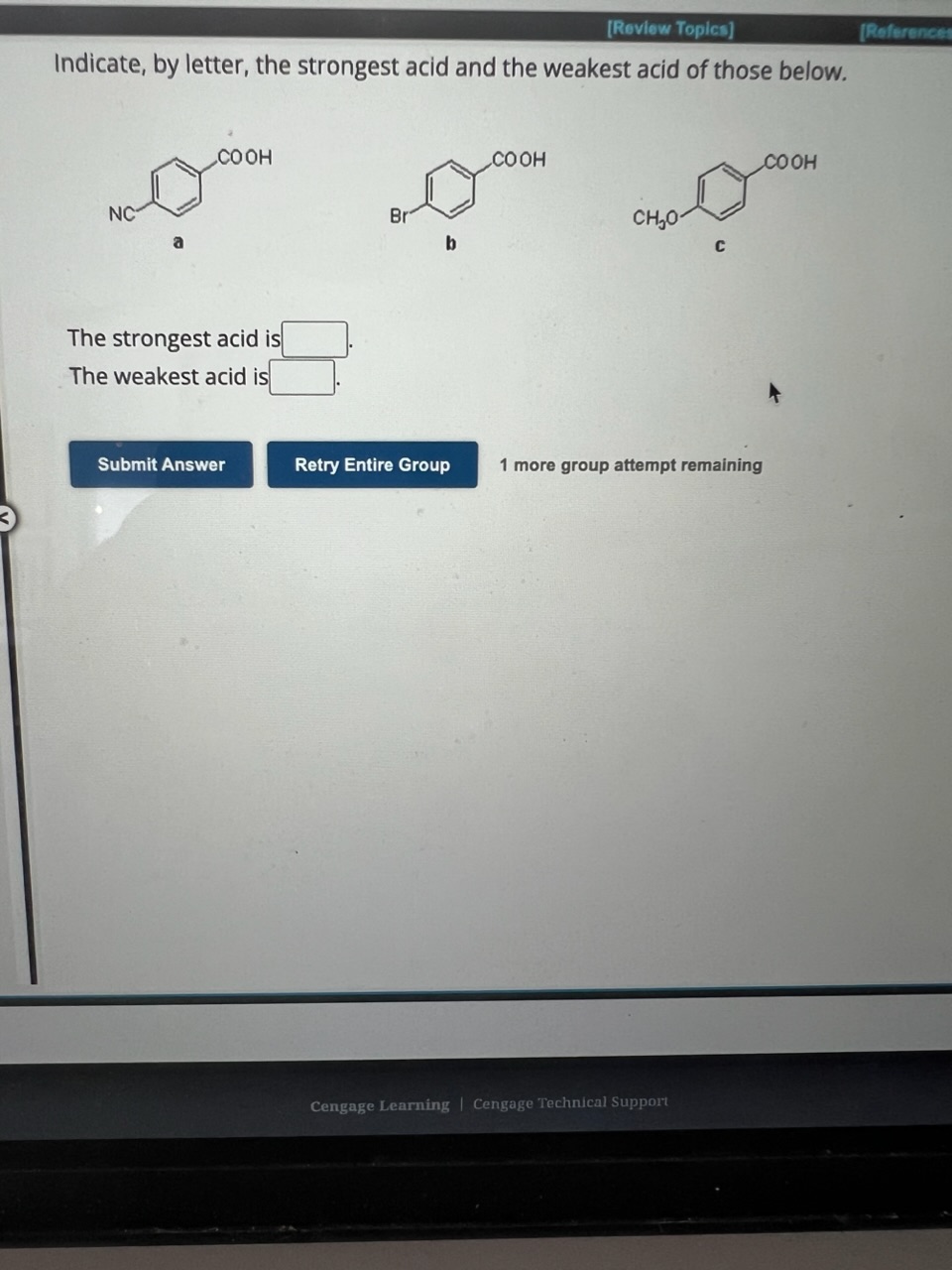 Solved Indicate, by letter, the strongest acid and the | Chegg.com