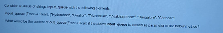 Solved Consider a Queue of strings input_queue with the | Chegg.com