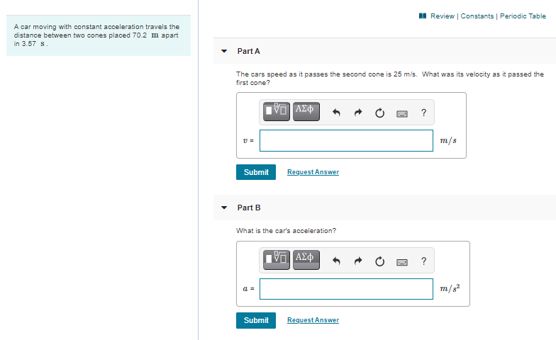 Solved Review Constants Periodic Table A car moving with | Chegg.com