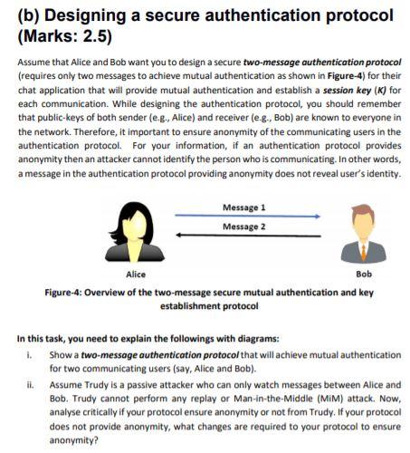 Solved (b) Designing a secure authentication protocol | Chegg.com