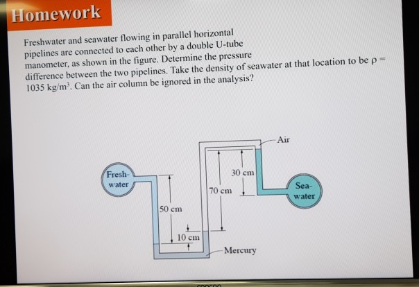 Solved Homework Freshwater and seawater flowing in parallel | Chegg.com