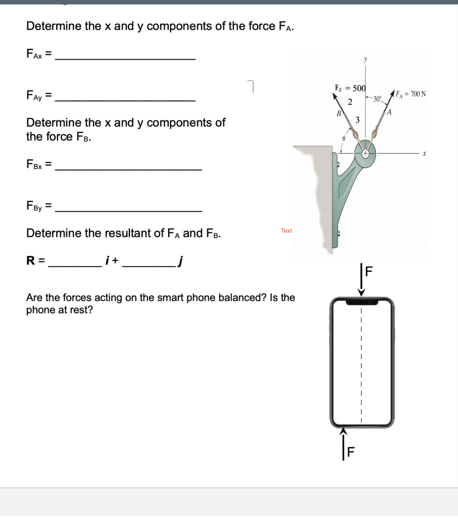 Solved Determine the x and y components of the force FA. | Chegg.com