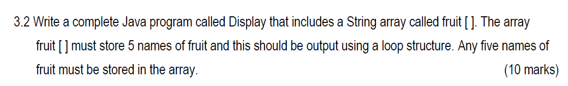 3.2 ﻿Write a complete Java program called Display | Chegg.com