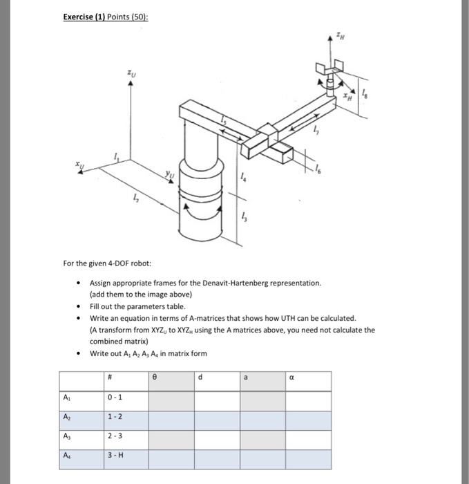 Solved Exercise (1) Points (50 For the given 4-DOF robot: | Chegg.com