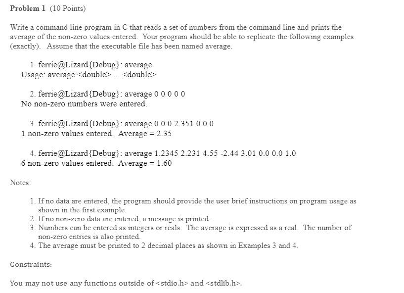Solved Problem 1 10 Points Write A Command Line Program In 1316