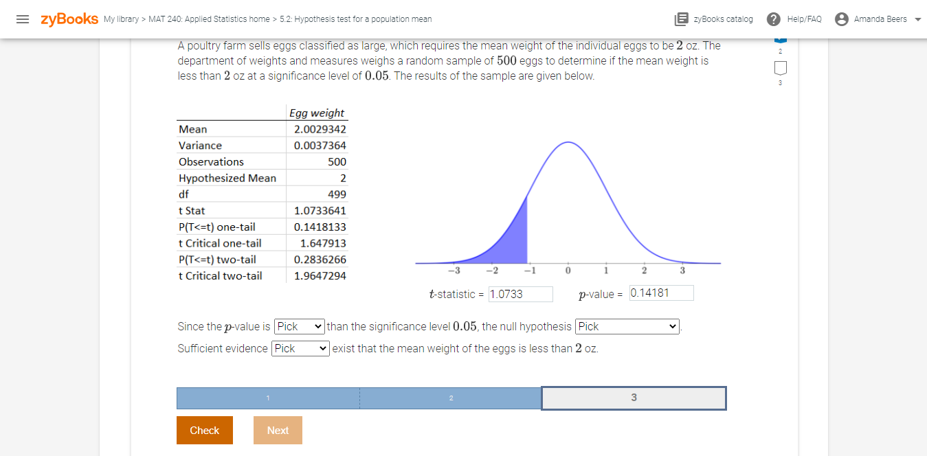Solved = zyBooks My library > MAT 240: Applied Statistics | Chegg.com