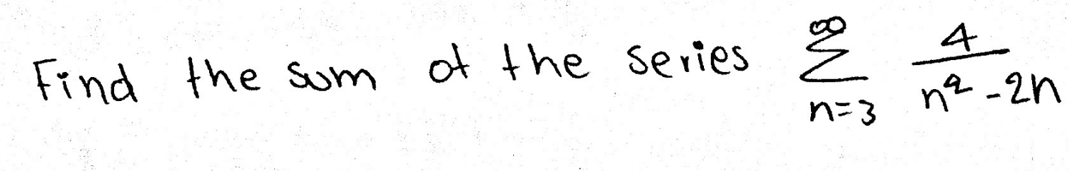 Solved Find the sum of the series ∑n=3∞n2−2n4 | Chegg.com