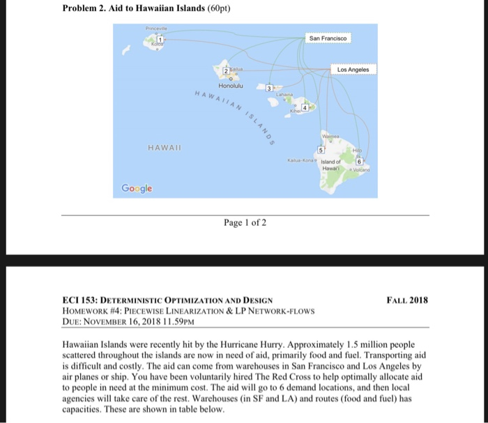 Problem 2. Aid to Hawaiian Islands (60pt) San | Chegg.com