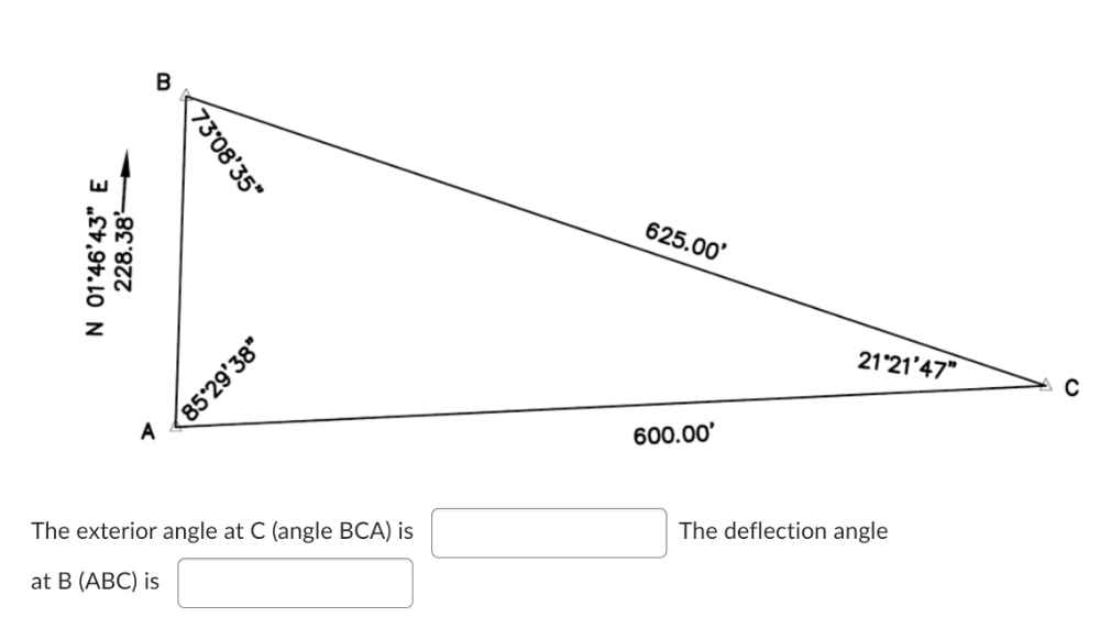 Solved The exterior angle at C (angle BCA ) ﻿isThe | Chegg.com