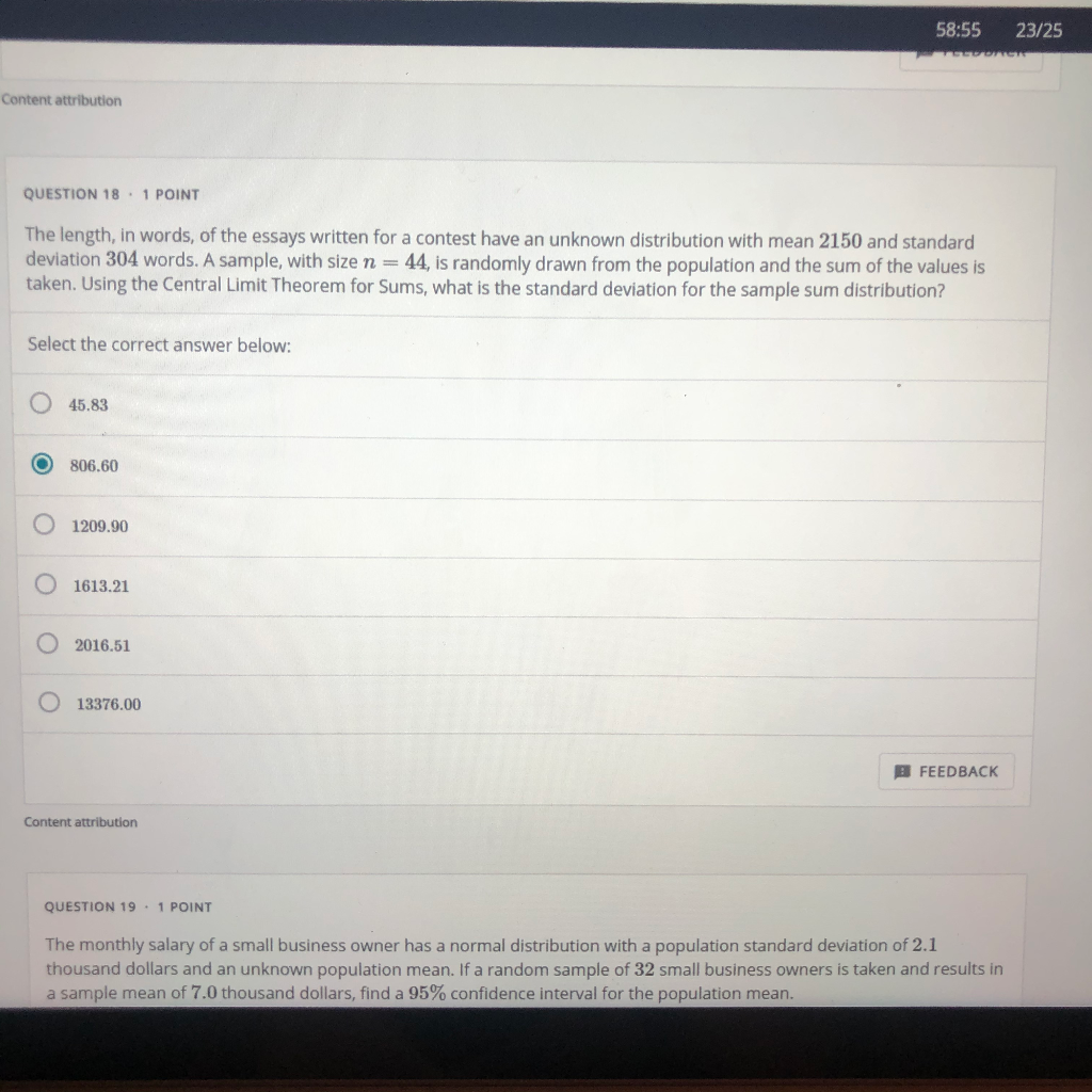 Solved 58:55 23/25 Content attribution QUESTION 18.1 POINT | Chegg.com