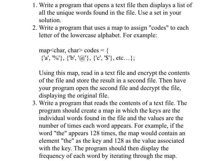 Solved 2. Write a program that uses a map to assign | Chegg.com