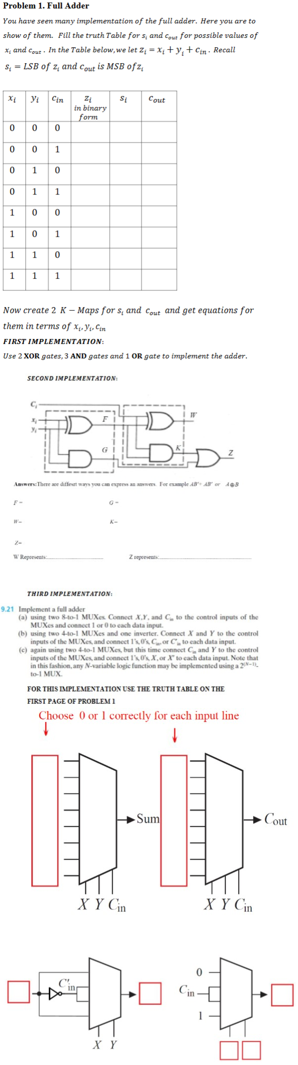 Solved You have seen many implementation of the full adder. | Chegg.com