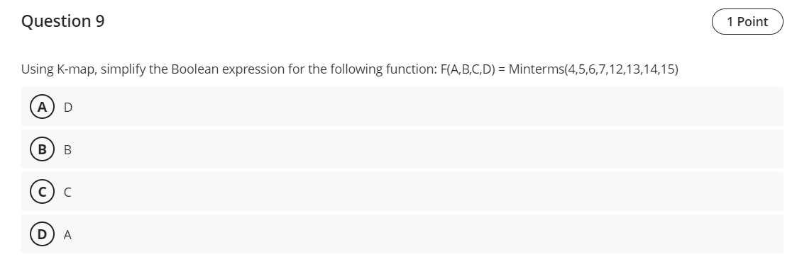 Solved Question 9Using K-map, simplify the Boolean | Chegg.com