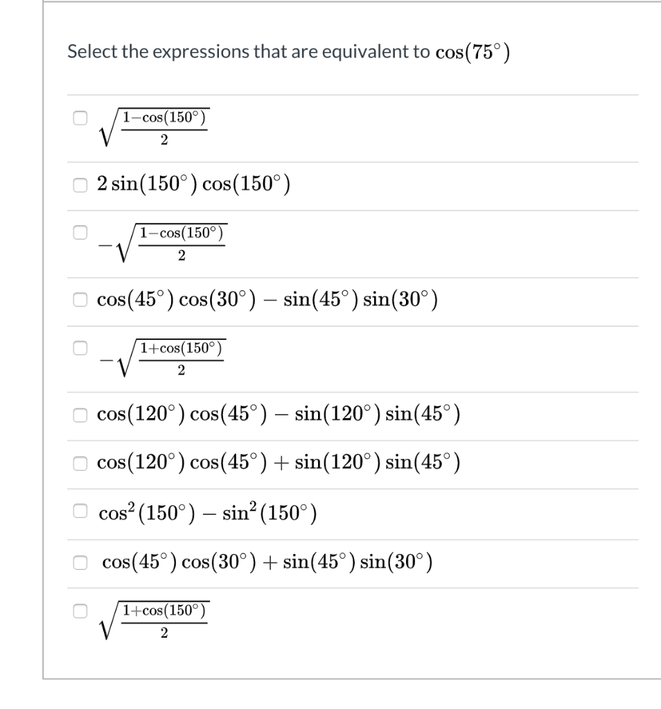 Solved Select the expressions that are equivalent to | Chegg.com
