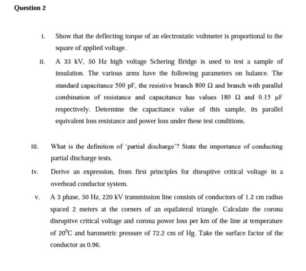 Solved Question 2 1. Show that the deflecting torque of an | Chegg.com