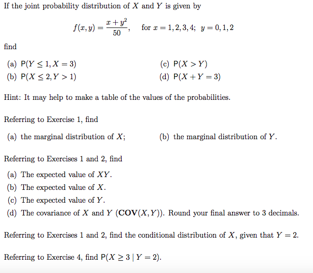 Solved If the joint probability distribution of X and Y is | Chegg.com