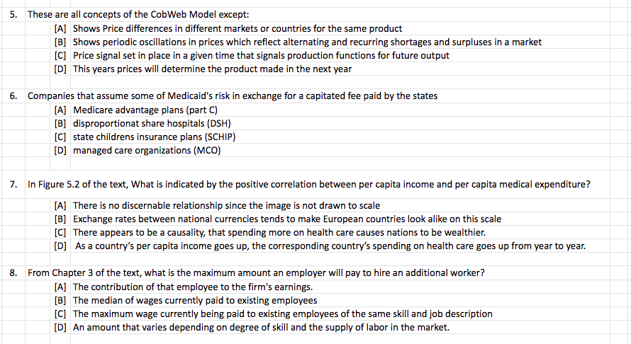 Solved 5. These are all concepts of the CobWeb Model except: | Chegg.com