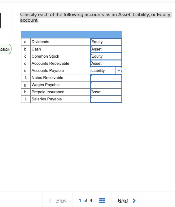 Solved Classify each of the following accounts as an Asset, | Chegg.com