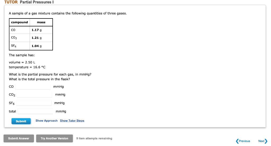 A sample of a gas mixture contains the following | Chegg.com