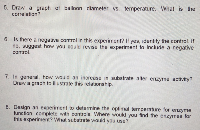 Solved 5. Draw a graph of balloon diameter vs. temperature. | Chegg.com