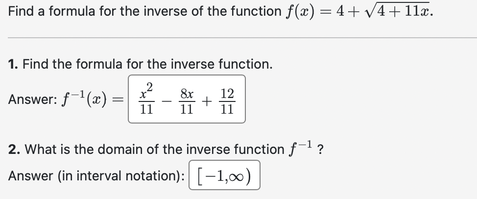Find a formula for the inverse of the function | Chegg.com