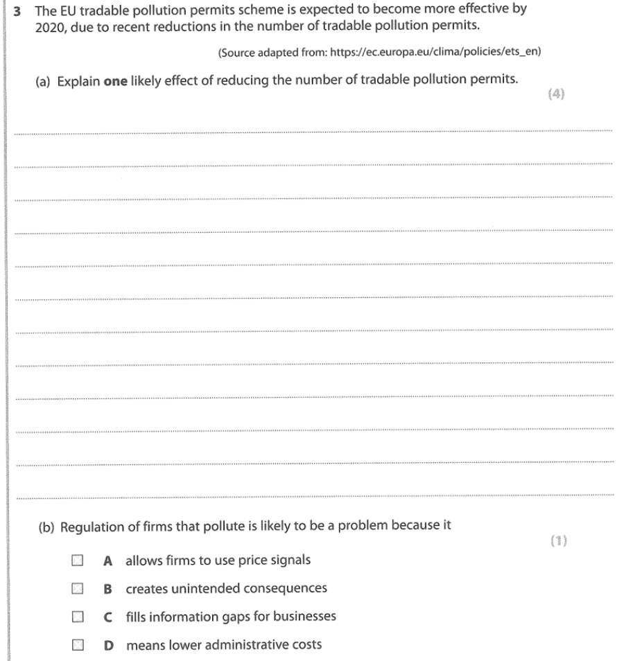Solved 3 The EU tradable pollution permits scheme is | Chegg.com