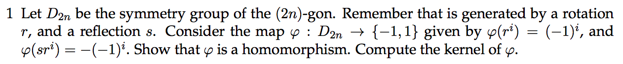 Solved 1 Let D2n be the symmetry group of the (2n)-gon. | Chegg.com