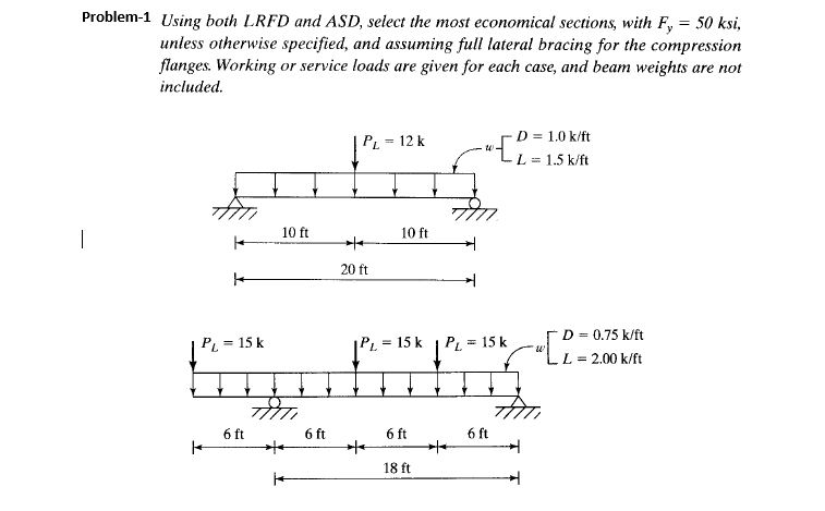 Solved Problem-1 Using both LRFD and ASD, select the most | Chegg.com
