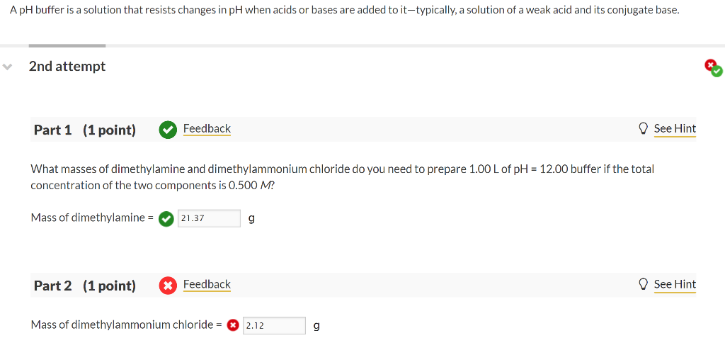 Solved A pH buffer is a solution that resists changes in pH | Chegg.com