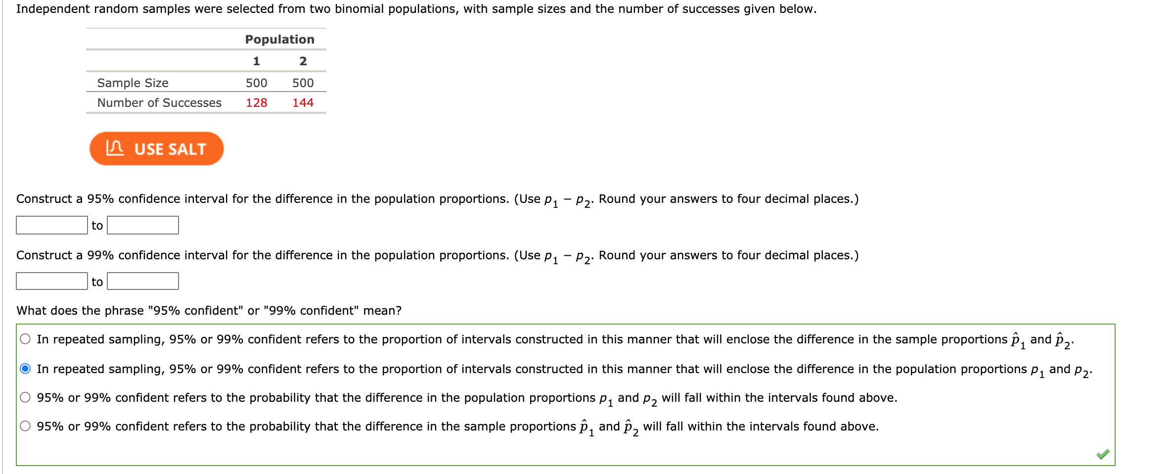 Solved Independent random samples were selected from two | Chegg.com