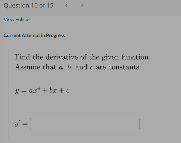Solved Current Attempt in Progress Find the derivative of | Chegg.com