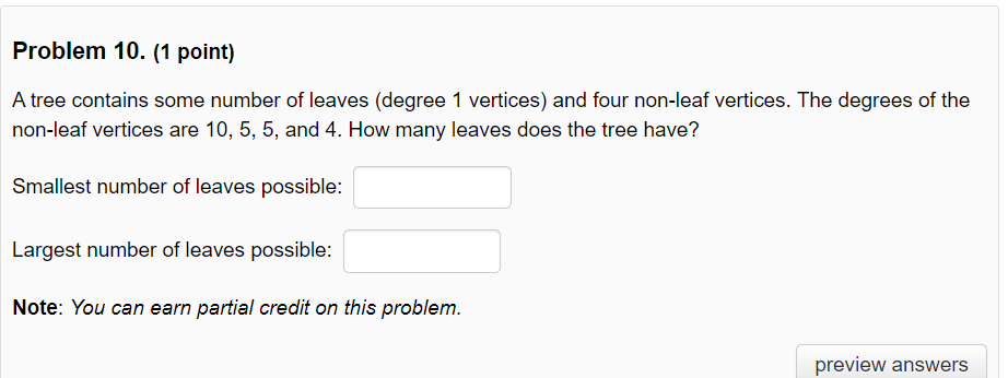 A tree contains some number of leaves (degree 1 | Chegg.com