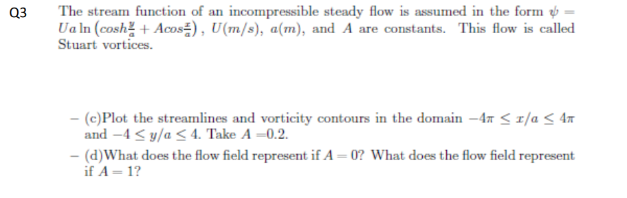 The stream function of an incompressible steady flow | Chegg.com