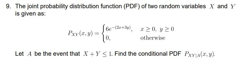 Solved The joint probability distribution function (PDF) of | Chegg.com