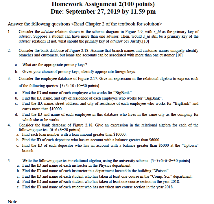 (Solved) : Homework Assignment 2 100 Points Due September 27 2019 1159 ... (Solved) : Homework Assignment 2 100 Points Due September 27 2019 1159 ...
