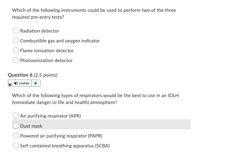 Solved Which of the following instruments could be used to | Chegg.com