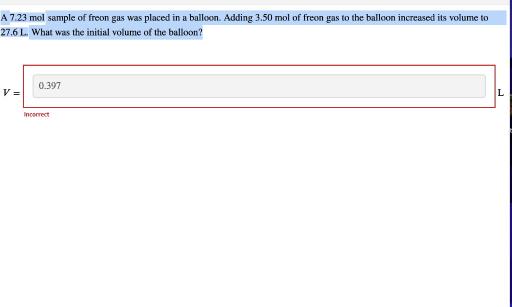 Solved A 7.23 mol sample of freon gas was placed in a | Chegg.com